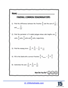Common Denominators Worksheets | Confidently Convert - 15 Worksheets.com