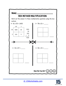 Box Method Multiplication Worksheets - 15 Worksheets.com