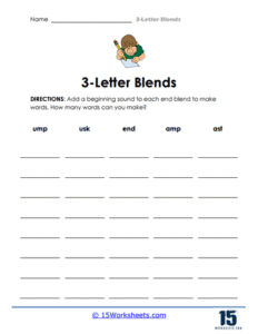 3-Letter Blends Worksheets | Decode and Read - 15 Worksheets.com