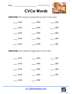 CVCe (Silent e) Worksheets | Decode, Spell & Read - 15 Worksheets.com
