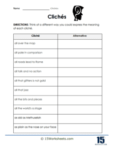 Cliches Worksheets - 15 Worksheets.com