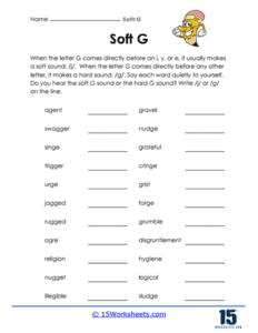 Soft G Worksheets | Phonemic Awareness - 15 Worksheets.com