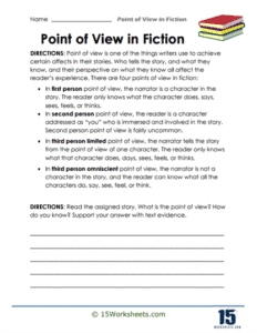 Point of View Worksheets | Reading Skills - 15 Worksheets.com