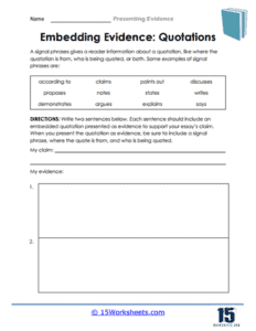 Presenting Evidence Worksheets - 15 Worksheets.com