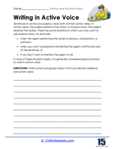 Active and Passive Voice Worksheets | Better Writing - 15 Worksheets.com