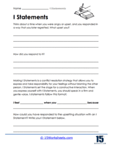 I Statements Worksheets | Confident Expression - 15 Worksheets.com