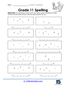 Grade 11 Spelling Worksheets | Corrections & Context - 15 Worksheets.com