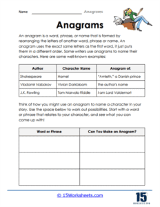 Anagrams Worksheets - 15 Worksheets.com