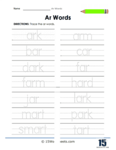 ar Words Worksheets | Phonics Patterns - 15 Worksheets.com