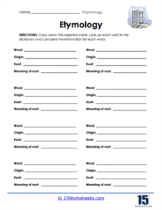 Etymology Worksheets | Trace Origins - 15 Worksheets.com