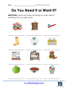 Needs and Wants Worksheets - 15 Worksheets.com