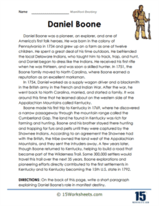 Manifest Destiny Worksheets | American Frontier - 15 Worksheets.com