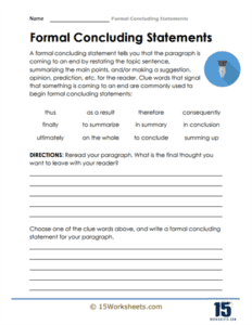 Concluding Statements Worksheets - 15 Worksheets.com