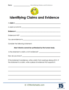 Claim vs. Evidence Worksheets - 15 Worksheets.com