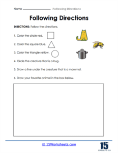 Following Directions Worksheets | Attention To Detail - 15 Worksheets.com