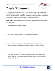 Thesis Statements Worksheets | Craft Reasoning - 15 Worksheets.com