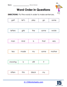 Word Order Worksheets | Writing Composition - 15 Worksheets.com