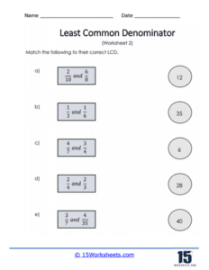 Least Common Denominator Worksheets | Fraction Series - 15 Worksheets.com
