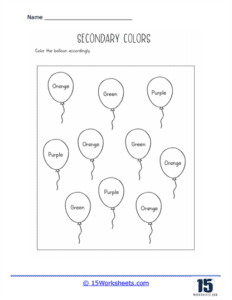 Secondary Colors Worksheets | Blending Practice - 15 Worksheets.com