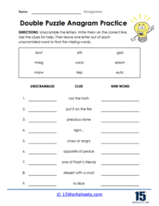 Anagrams Worksheets - 15 Worksheets.com