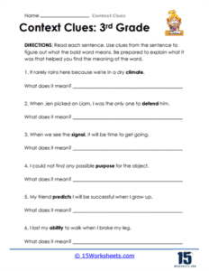 Context Clues Worksheets | Infer Meaning - 15 Worksheets.com