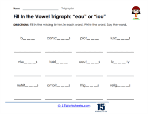 Trigraphs Worksheets - 15 Worksheets.com