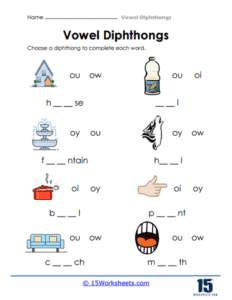 Vowel Diphthongs Worksheets | Early Readers - 15 Worksheets.com