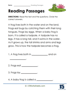 Reading Passages Worksheets | Story & Narrative Practice - 15 ...