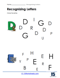 Letter Recognition Worksheets | Alphabet Skills - 15 Worksheets.com