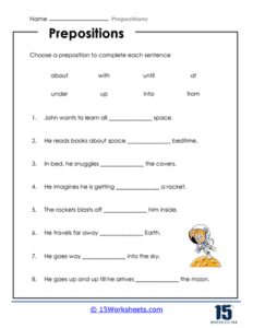 Preposition Worksheets - 15 Worksheets.com