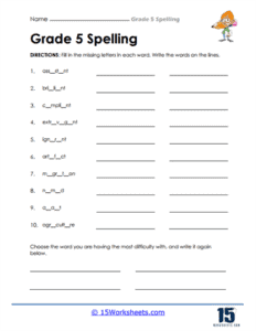 5th Grade Spelling Words Worksheets | Lists & Context - 15 Worksheets.com