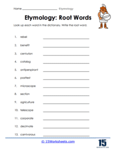 Etymology Worksheets | Trace Origins - 15 Worksheets.com