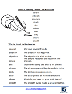 4th Grade Spelling Words Worksheets | Build Confidence - 15 Worksheets.com