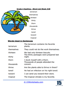 4th Grade Spelling Words Worksheets | Build Confidence - 15 Worksheets.com