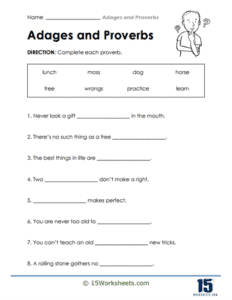 Adages and Proverbs Worksheets - 15 Worksheets.com