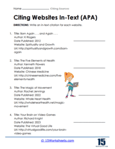 Citing Sources Worksheets - 15 Worksheets.com