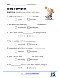 Word Formation Worksheets | Contextual Vocabulary - 15 Worksheets.com