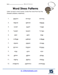 Word Stress Worksheets - 15 Worksheets.com