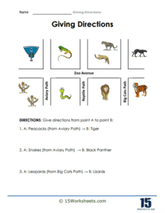 Giving Directions Worksheets | Navigation Skills - 15 Worksheets.com