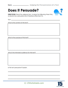 Persuasiveness of a Text Worksheets - 15 Worksheets.com