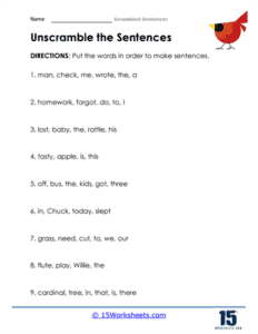 Scrambled Sentences Worksheets | Writing Sets - 15 Worksheets.com
