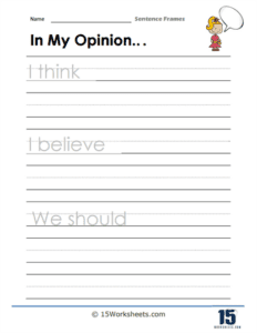 Sentence Frames Worksheets | Writing Collection - 15 Worksheets.com