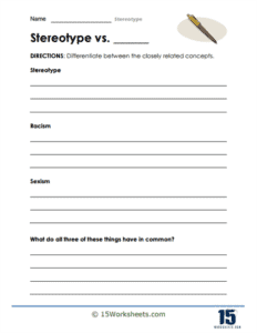 Stereotypes Worksheets | Perspective Shift - 15 Worksheets.com