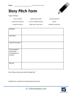 Story Pitch Forms Worksheets - 15 Worksheets.com