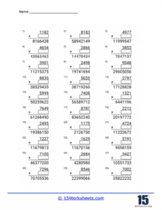 4 digit Multiplication Worksheets - 15 Worksheets.com