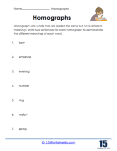 Homograph Worksheets | Multiple Meanings & Usage - 15 Worksheets.com