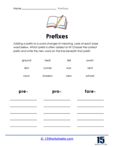 Prefixes Worksheets | Grammar Series - 15 Worksheets.com