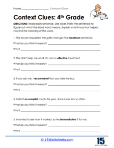 Context Clues Worksheets | Infer Meaning - 15 Worksheets.com
