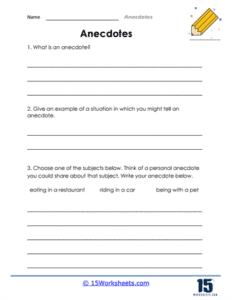 Anecdotes Worksheets - 15 Worksheets.com