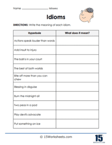 Idioms Worksheets | Using Figurative Expressions - 15 Worksheets.com